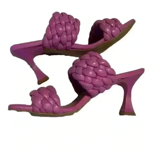 Bueno | Shoes | Chunky Braided Scandal Square Open Toe Heels Mod Flare ...
